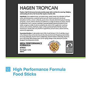 Hari Hagen Tropican High Performance Parrot Food, 3.3 ib Parrot Sticks with Peanuts & Sunflower Seeds and Higher Nutrition Levels