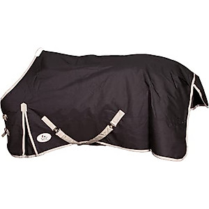 Rugged Wear Pony 600D, 200gm Turnout | Windproof, Waterproof & Breathable Turnout for Horse | Double Front Closures with Quick Snap Velcro Assists & Buckle | Black, 54"