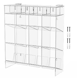 Tube Rack Clear Acrylic 12 Compartment 15.25" x 17.75" Wall Mount with Hanging Hardware or Countertop Clinics Hospitals Food Industry and Pharmaceutical Easy Access Lightweight by Marketing Holders