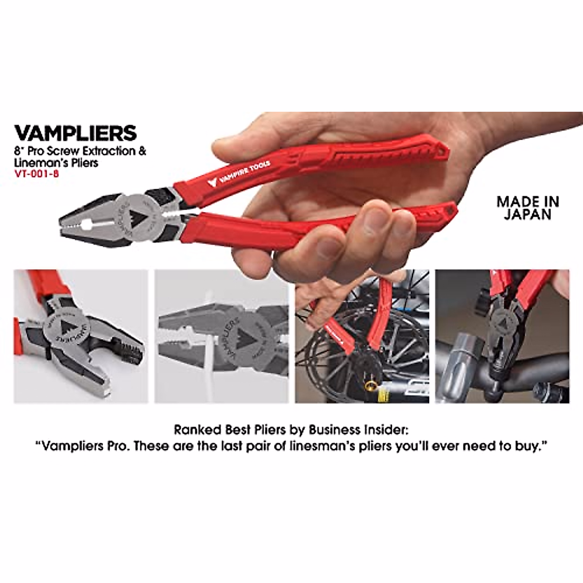 VAMPLIERS 2-PC Screw Extraction Pliers Set. Includes: 5" Mini Plier with ESD Safe Handles, Ideal For Any Electronic Repair + 8" PRO Heavy Duty Linesman Pliers. Made in Japan from High Carbon Steel.