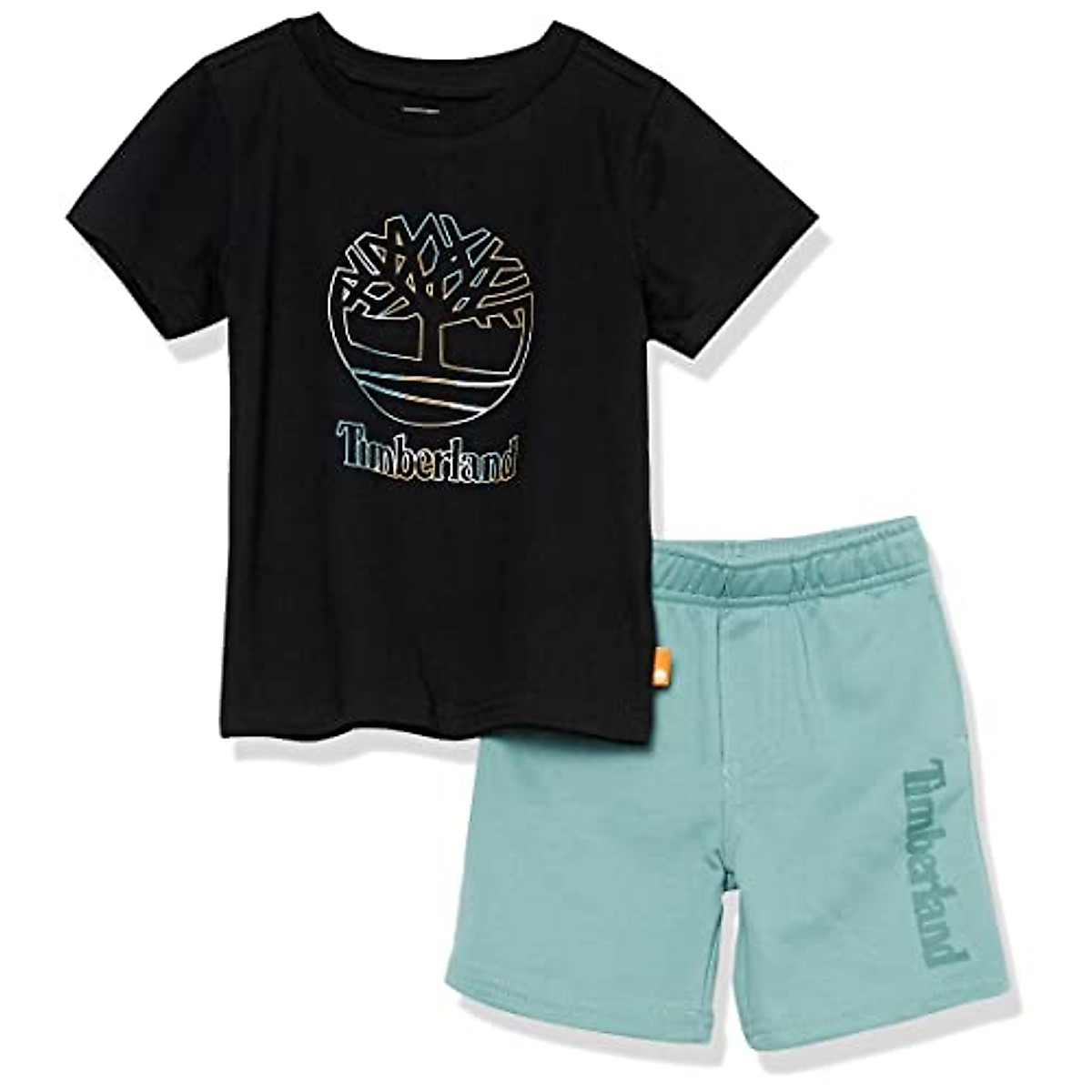 Timberland baby boys 2 Pieces Tee Shorts Set, Deep Black, 12M US