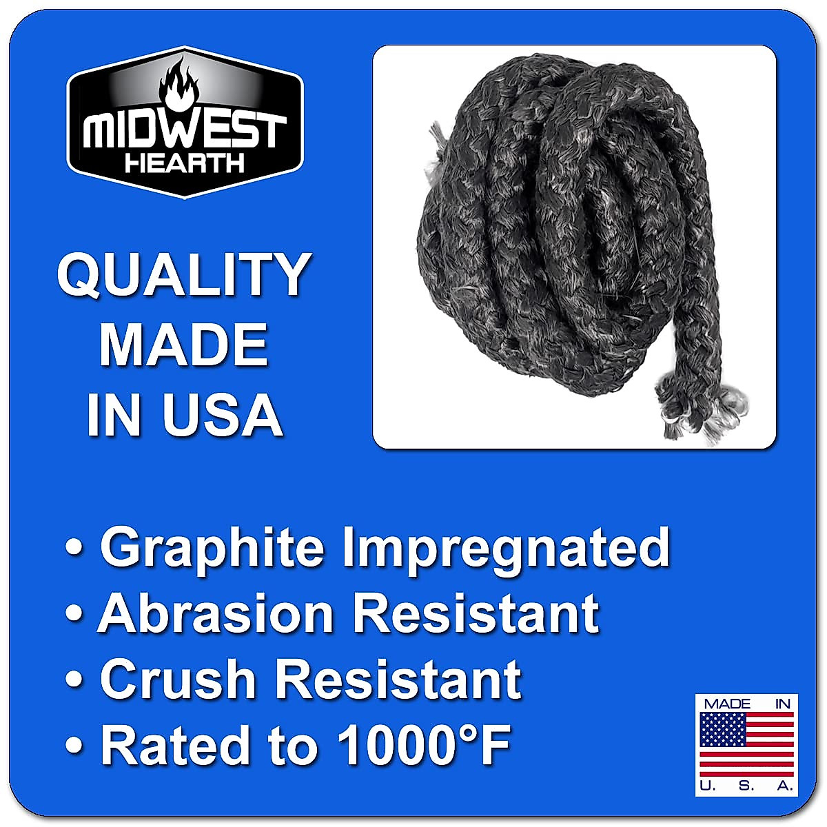 Midwest Hearth 832-1680 Door Rope Gasket and Adhesive 3/4" x 84" for Quadra-Fire, Eco-Choice