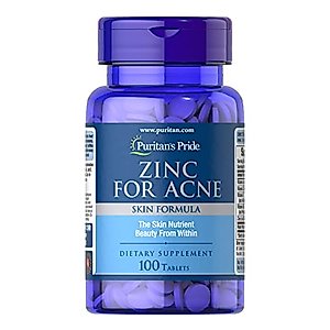 Zinc for Acne by Puritan's Pride a Mineral for Immune Sytem Health 100 Tablets