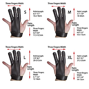 SAS Leather Traditional 3 Finger Archery Shooting Gloves for Recurve or Compound Bow - Hunting Target Protective Finger Tab Three Finger Guard for Adults, Men Women and Youth (Black, Medium)