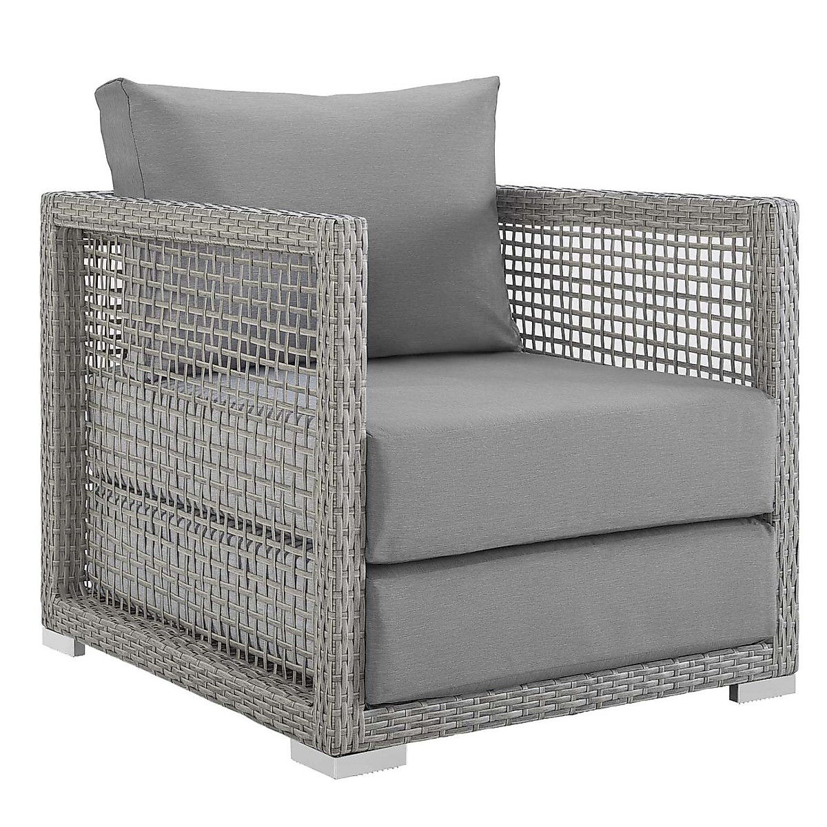 Modway Aura Outdoor Patio Wicker Rattan, 6 Piece Set, Gray Gray