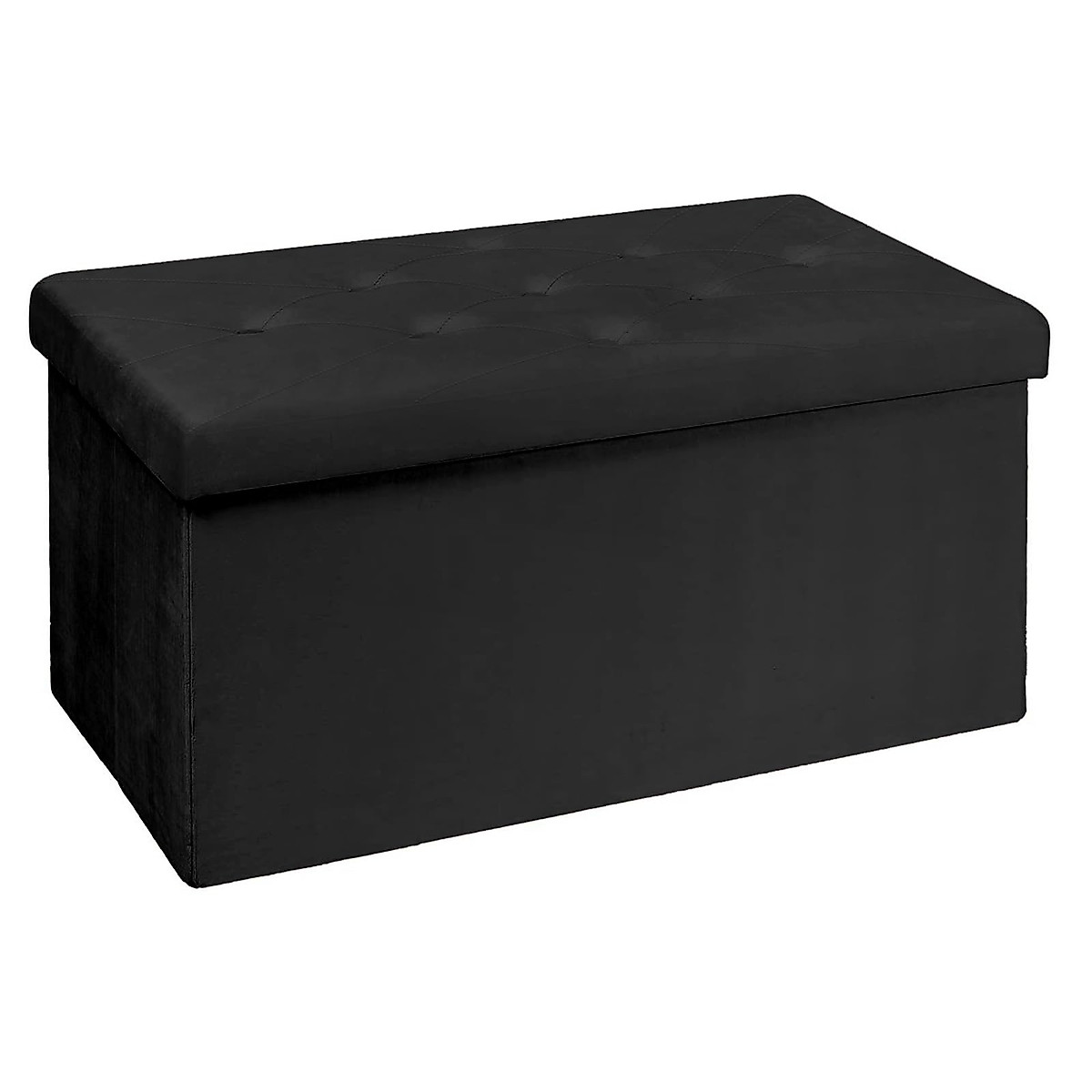 BRIAN & DANY Folding Storage Ottoman Bench, Velvet Ottoman with Storage for Living Room, Long Shoes Bench, Flannelette Footrest Benches Seat 30"x15"x15" (Black)