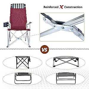 Poshlr Beach Chairs for Adults, Beach Chair Aluminum Heavy Duty, Folding Lawn and Camping Chairs Set with Carry Bag
