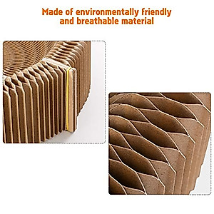 Collapsible Cat Scratcher Lounge Bed, Cardboard Cat Bed, Corrugated Pet Scratcher Pad, Round Cat Scratching Bed Nest for Indoor Big Large Kitty Kitten Cats