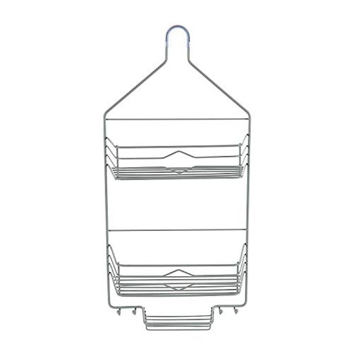 Bath Bliss Aztec Hanging Shower Caddy | Bathroom Storage & Organization | Shower Head Hang | Holds Large Bottles | Accessory Hooks | Suction Cup Backing | Grey