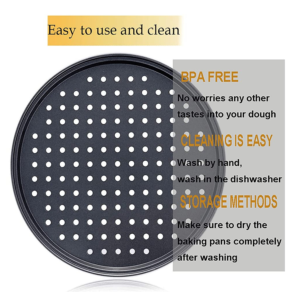 Lemengtree Pizza Pans,Baking Tray Perforated Pizza Plate Nonstick Carbon Steel Pizza Pan, Pizza Tray Round with Holes for Oven (2pc-12.5 inch with Holes)