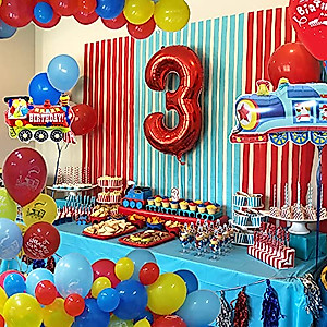 Train Birthday Party Supplies Set - Train Party Decorations with Railroad Balloons Garland,Train Birthday Banner,Train Balloons,Railway Cupcake Toppers for Steam Train Birthday Party,Baby Shower
