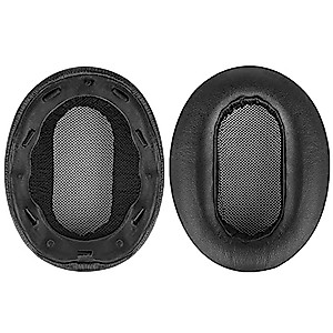 Geekria QuickFit Replacement Ear Pads for Sony MDR-1AM2, MDR-1AM2/B Headphones Ear Cushions, Headset Earpads, Ear Cups Repair Parts (Black/Plastic Ring)
