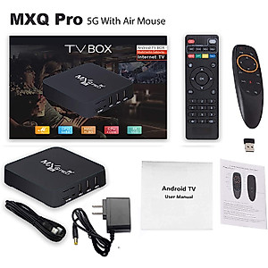 MXQ Pro 5G with Air Mouse & Voice Control 2024 Upgraded Android 13.1 Version Ram 2GB ROM 16GB TV Box H.265 HD 3D Dual WiFi 2.4G/5.8G Quad Core Android Smart TV Box