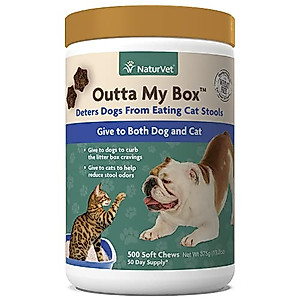 NaturVet – Outta My Box – 500 Soft Chews – Deters Dogs from Eating Cat Stools – Reduces Cat Stool Odors – For Dogs & Cats – 50 Day Supply