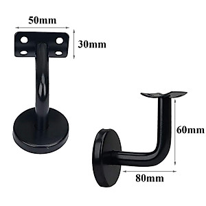 LOEQIAN 5 Pack Black Stainless Steel Handrail Bracket, Heavy Duty Staircase Handrail Brackets, Stair Railing Brackets for Handrail, Hand Rail Mounting Holders with Mounting Screws