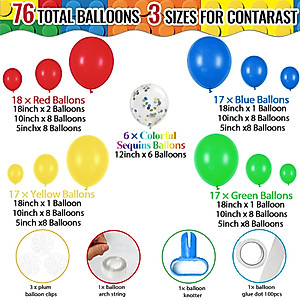 81 Pieces Color Building Block Party Decoration Set Building Block Balloon Arch and Background Kit Child Building Block Balloon Garland Photo Props