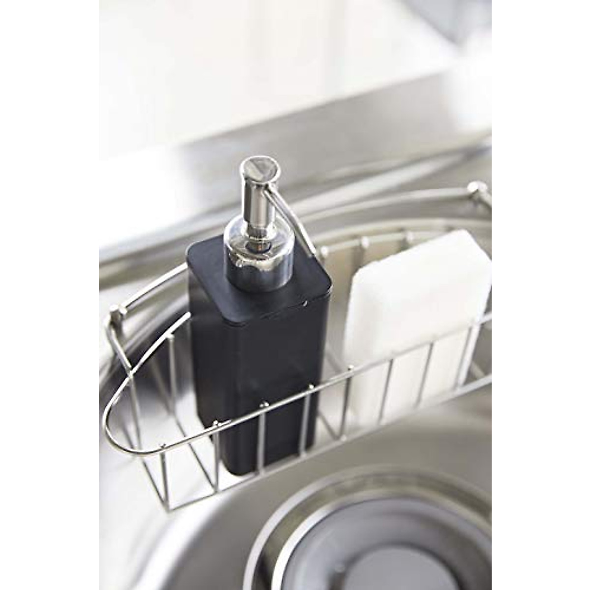 YAMAZAKI Home Refillable Hand Soap Pump | Bathroom, Kitchen | Plastic | Dispenser, One Size, Black