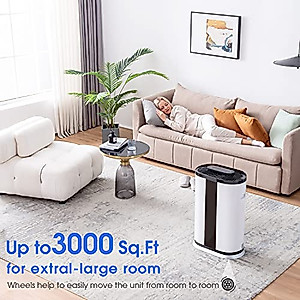 Air Purifier with Smart WiFi, PM2.5 Monitor and H13 True HEPA Filter for Large Room up to 3000 sq.ft, Captures 99.9%