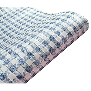 Gow4u Decorative Gingham Dresser Drawer Shelf Liner Self Adhesive Vinyl Contact Paper for Kitchen Cabinets Pantry Refrigerators Arts Crafts Decal (Blue, 17.7x117 Inches)