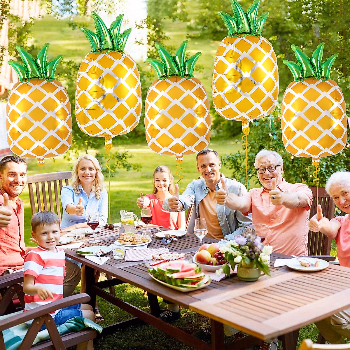 Pineapple Balloons, 6 Pcs Cute Pineapple Foil Balloons, Large Fruit Mylar Balloons for Pineapple Summer Themed Party Decoration Birthday Baby Shower