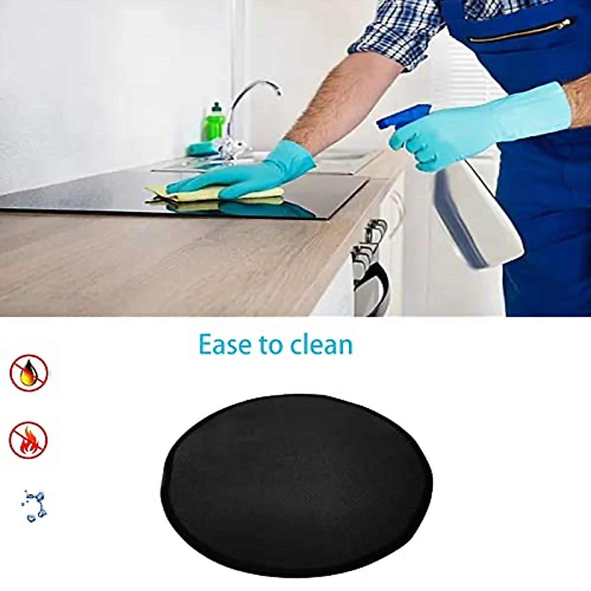 YWWQYBYQ 24" Fire Pit Mat,Round Grill Mat for Outdoor Grill Deck Protector, Double-Sided Fireproof BBQ Grill Mat, Oil-Proof Waterproof Under Grill Mat Black