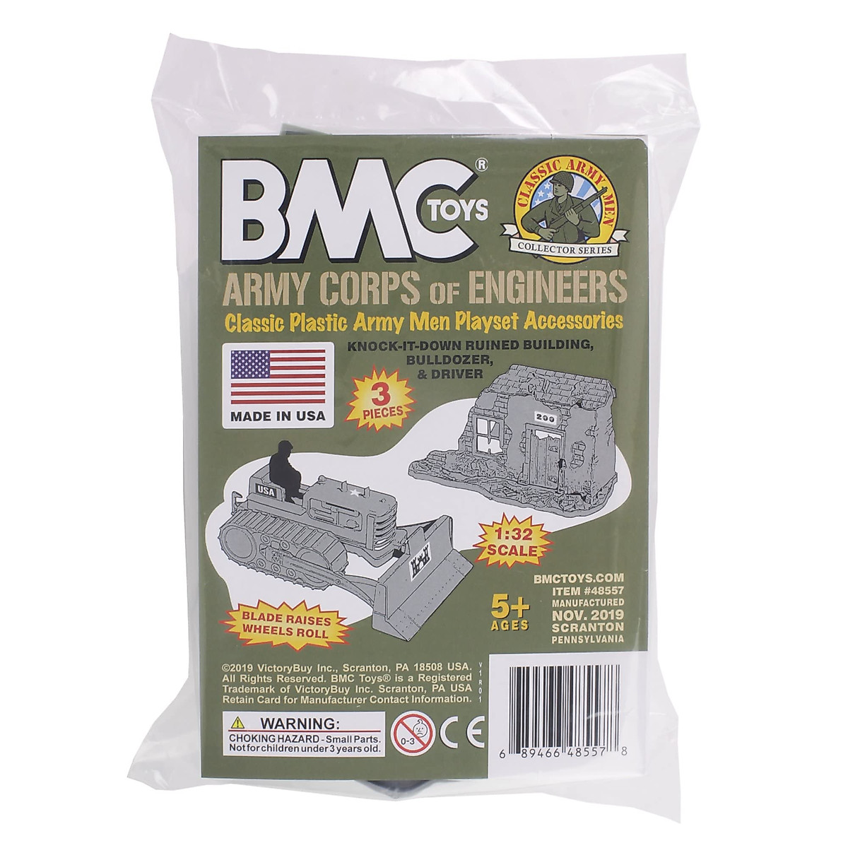 BMC Classic Army Corps of Engineers Bulldozer Building Plastic Army Men Playset