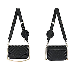 CHIC DIARY Crossbody Bag for Women Multipurpose Clutch Purse Shoulder Handbag with Coin Purse and Chain (Medium, Black)