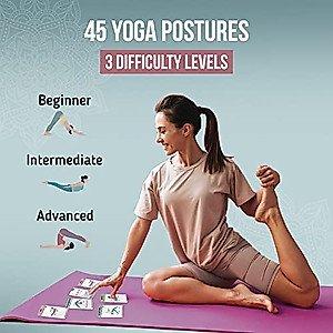 merka Yoga Cards, 50 Flash Cards Deck with Poses for Class Sequencing & Practice, Sanskrit and Cues for Beginners, Teachers, Women Workout Fitness