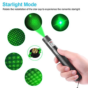DOLOEDY High Power Green Laser Pointer Clicker Lazer Pointer Long Range for Indoor Interactive Teaching, Outdoor Cat Toys Pointer, Bright Clicker for Dog Training Exercise USB Recharge