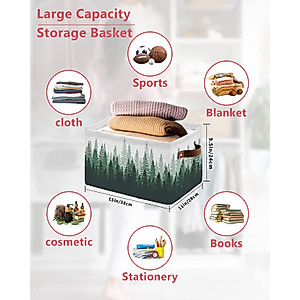 Large Storage Baskets Bins 2 Pack Green Ombre Collapsible Storage Box Laundry Organizer for Closet Shelf Nursery Kids Bedroom Primeval Forest Modern Abstract Art Aesthetics