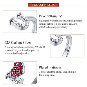 FOREVER QUEEN I Love You Ring Gift For Wife friend Mom Daughter 925 Sterling Silver White gold Heart Inscription Jewelry CZ Adjustable Open Ring for Women Valentine's Day Mother‘s Day Gift