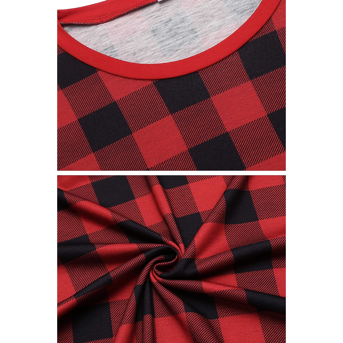 Ekouaer Womens Pajamas Sets Long Sleeve Tops with Jogger Pants Soft Pjs Lounge Set Outfits with Pockets Red Big Plaid S