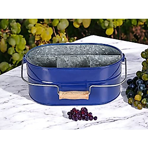 Alpha Living Home Utensil Caddy, Silverware Caddy Party, Silverware Caddy, Picnic Caddy, Flatware Caddy, Paper Plate Caddy, Galvanized Utensil Caddy, Metal Caddy, Outdoor Utensil Caddy - Slaty Grey