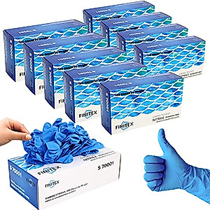 FINITEX Nitrile Disposable Medical Exam Gloves - 4 mil Powder-free Stretch Latex-Free Blue Gloves 1000 PCS For Examination Home Cleaning Food Gloves (1000, Small)