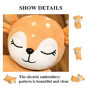 WUZHOU Cute Deer Plush Toys, Soft Reindeer Pillow Toys, Elk Deer Figurine Dolls, Stuffed Animals Plushie Decor, Christmas Birthday Gifts for Kids Girls Boys (Tilting her Head,11.8in)