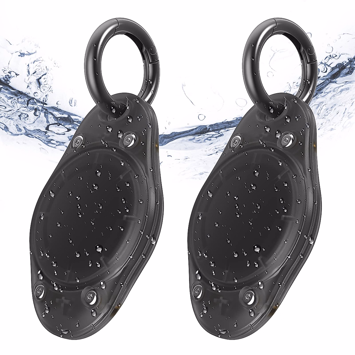 2 Pack Waterproof AirTag Holder Keychain,Clear Air Tag Case with Loop Key Ring and Striple for Tracker,Dog Collar, Luggage, Keys, Full Body Anti-Scratch Protective