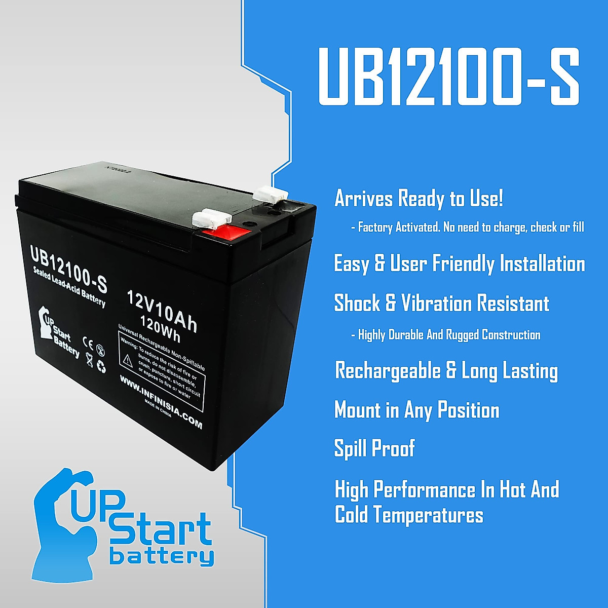3 Pack Replacement for Schwinn S750 36 Volt Battery - Replacement UB12100-S Universal Sealed Lead Acid Battery (12V, 10Ah, 10000mAh, F2 Terminal, AGM, SLA)