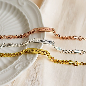 PUREFLY Personalized Baby Name Bracelets with Birthstone, 18k Gold Plated, Adjustable Length
