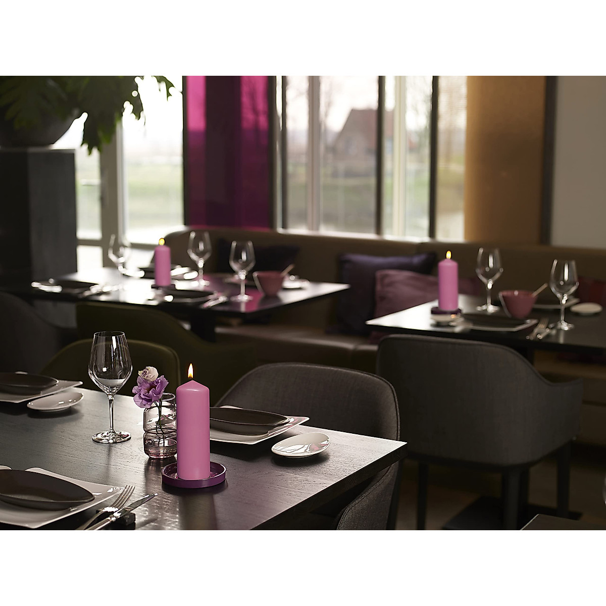 BOLSIUS 10 Pink Pillar Candles - 2.25 x 6 Inches - Premium European Quality - Individually Wrapped - 42 Hours Burn Time - Dripless Smokeless Unscented Dinner, Wedding, Party, & Restaurant Candles