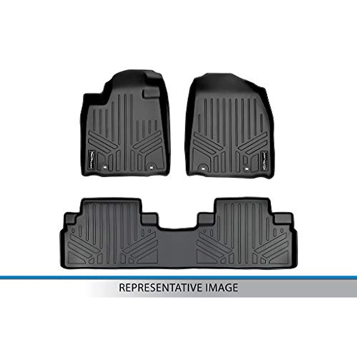 SMARTLINER Custom Fit Floor Mats 2 Row Liner Set Black Compatible with 1999-2007 Compatible with Ford F-250 / F-350 / F-450 Super Duty Crew Cab