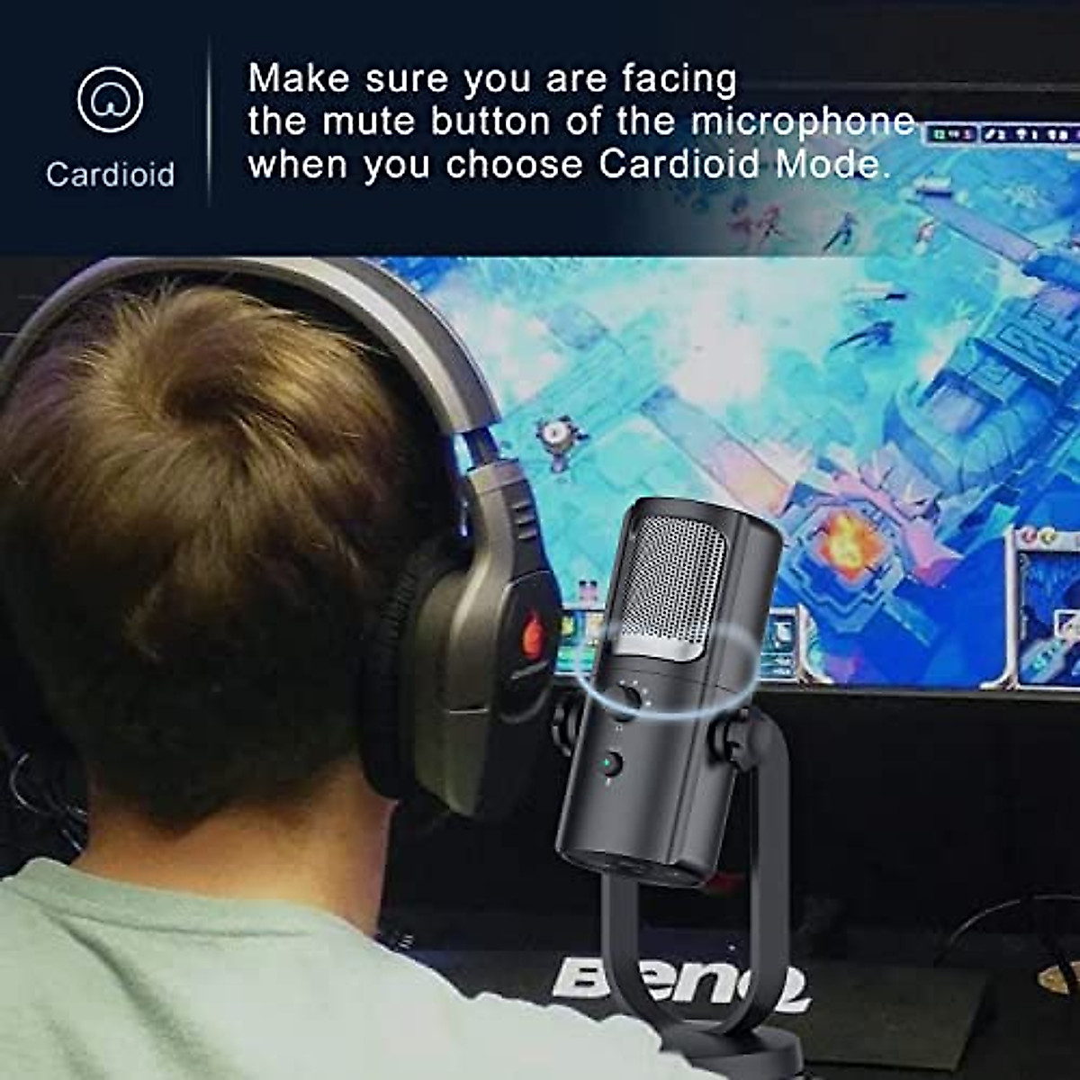 Angetube USB Microphone for PC Mac PS5 PS4, Computer Recording Condenser Mic for Gaming, Streaming, Podcasting, 4 Pickup Patterns, Mic Gain Control & Mute Button Headphone Monitoring Port Plug & Play