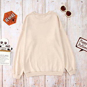 SOFEON Women Halloween Sweatshirt X-Ray Skeleton Maternity Sweatshirt Funny Pregnancy Announcement Crewneck Pullover Tops(Beige,XX-Large)