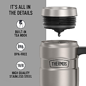 THERMOS Stainless King Vacuum-Insulated Travel Mug, 16 Ounce, Matte Steel