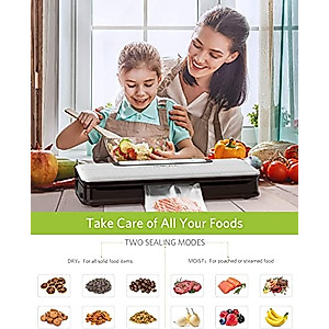 HOMEVER Vacuum Sealer Machine, Automatic Food Sealer with Led Indicator Lights Easy to Clean Dry Moist Food Modes Include 20 Packing Bags