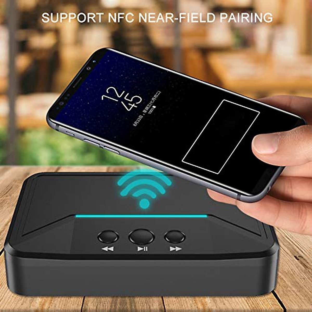 Jopwkuin Bluetooth 5.0 Receiver, NFC Near Field Pairing Perfect Sound Quality BT Receiver Long Range for AV Audio for Playing Music