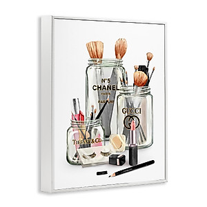 Stupell Industries Fashion Brand Makeup In Mason Jars Glam Design Framed Giclee Art Design by Ziwei Li