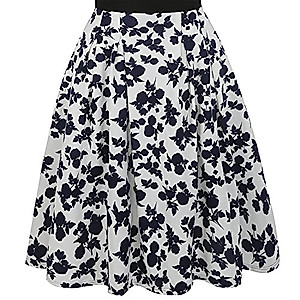 oxiuly Women's Vintage Patchwork Pockets Puffy Swing Casual Party Dress OX165 (Black White, xx_l)