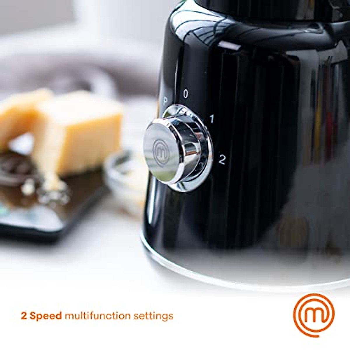 MasterChef Glass Blender for Shakes and Smoothies, Milkshake Maker, Frozen Drink & Margarita Machine, For Fruit Juice with Ice, Soup, Sauces, Food Puree etc, Stainless Steel Blades, 33oz, 400w, Black