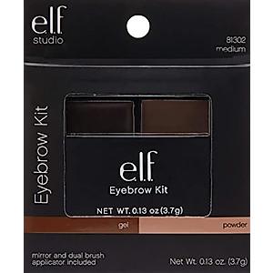 e.l.f, Eyebrow Kit, Brow Powder and Wax Duo, Long Lasting, Defines, Shapes, Fills, Contours, Medium, Fuller, Thicker, More Defined Brows, Brush Included, 0.13 Oz