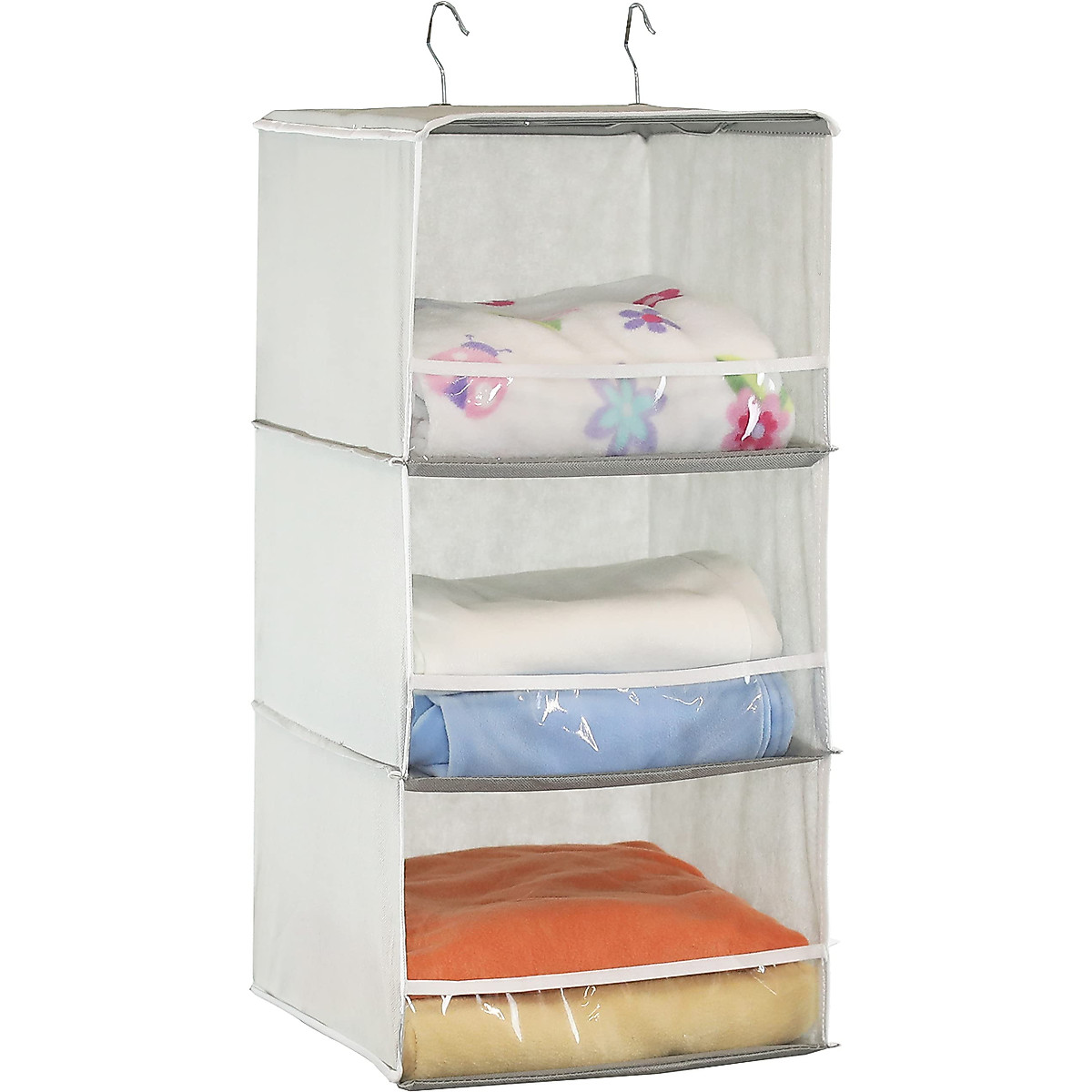 Simple Houseware 3 Shelves Hanging Closet Organizer with Front Stopper, Grey